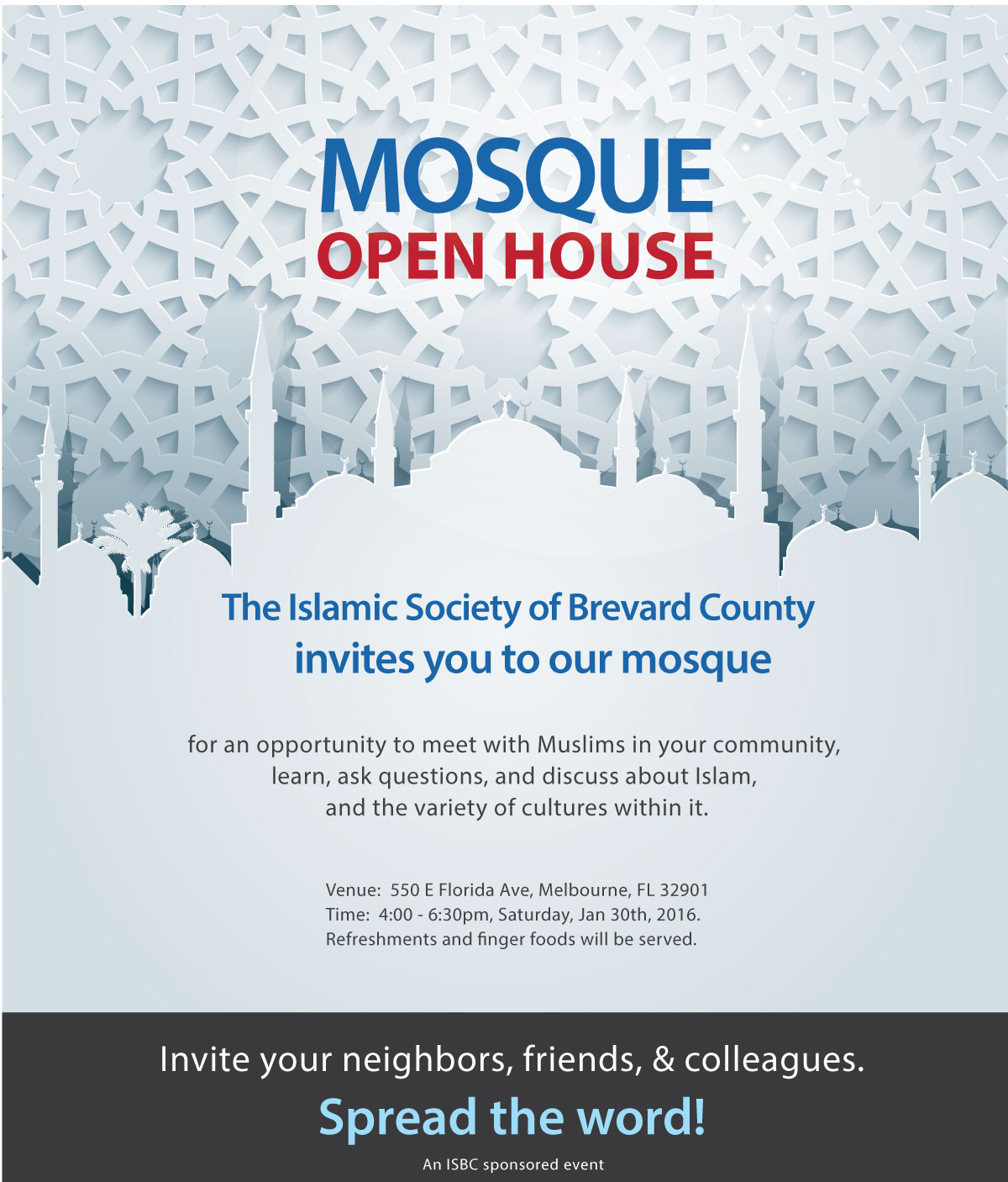 MOSQUE OPEN DAY – Islamic Society of Brevard County